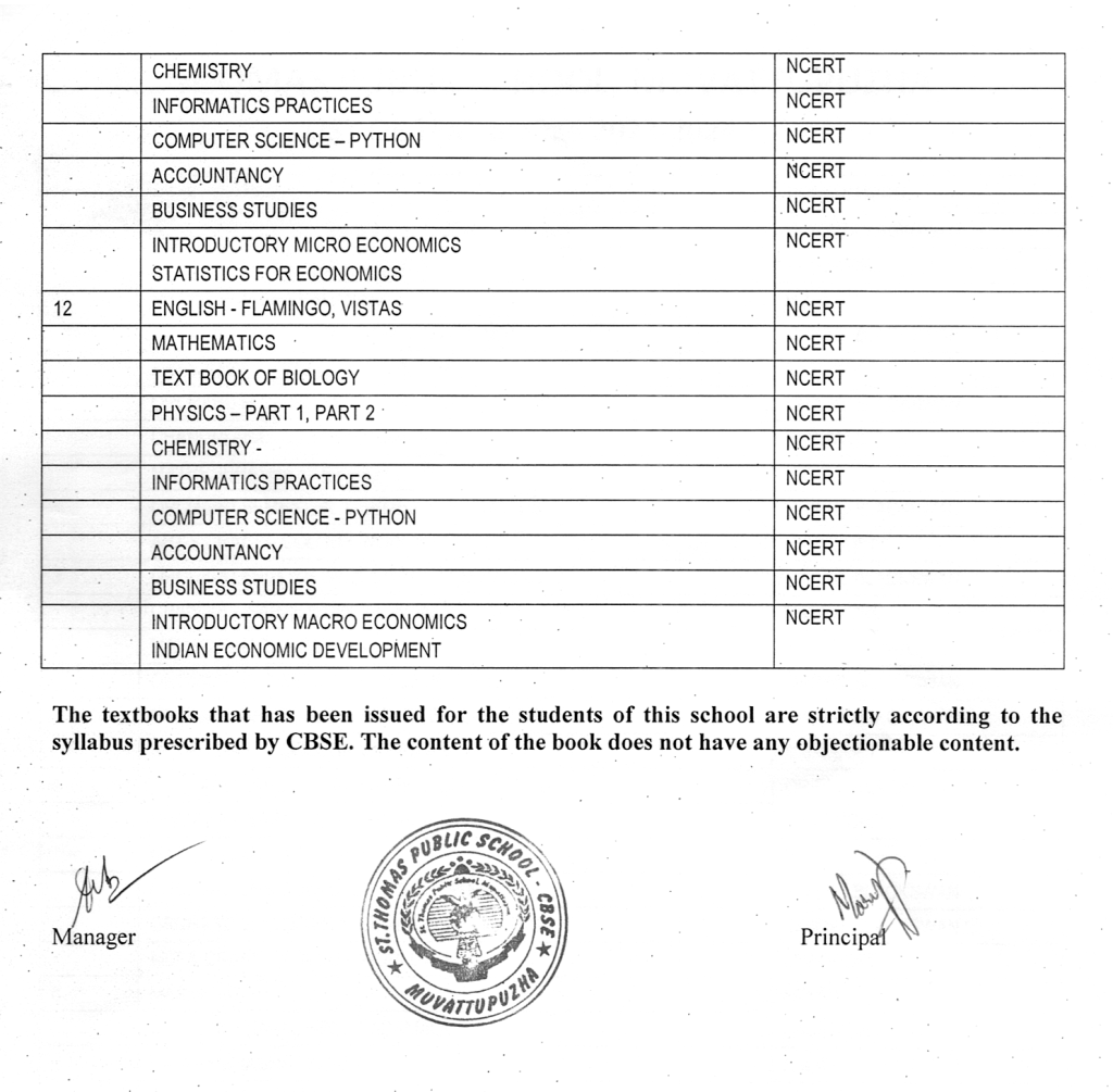 Text Book List – ST. Thomas Public School